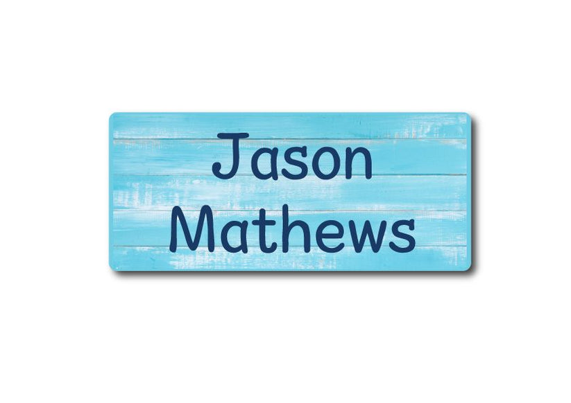 Blue Pattern Rectangle Name Label – DecoMatters