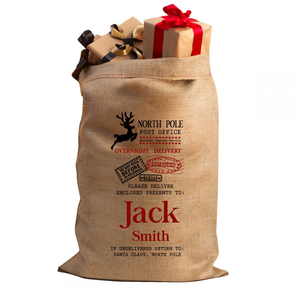 Personalised Christmas Hessian Sack - North Pole Reindeer – DecoMatters