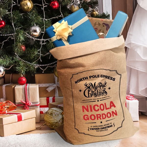 Personalised Christmas Hessian Sack - North Pole (xsack5) – DecoMatters